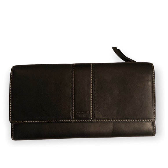 Coach | Bags | Coach Black Leather Checkbook Wallet | Poshmark